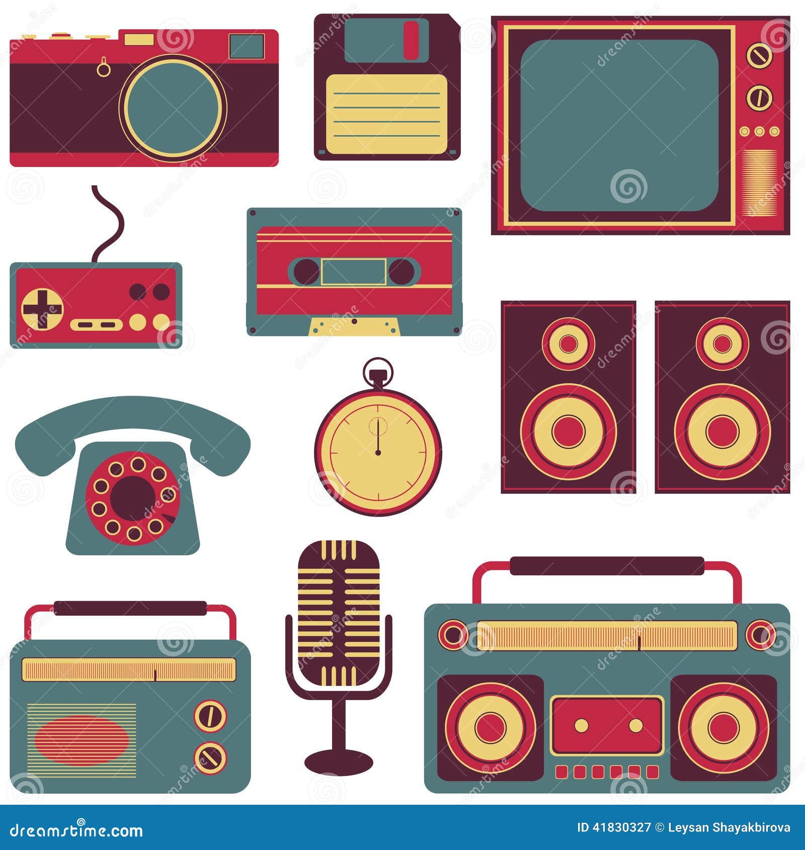 Set of retro gadgets stock vector. Illustration of button - 41830327