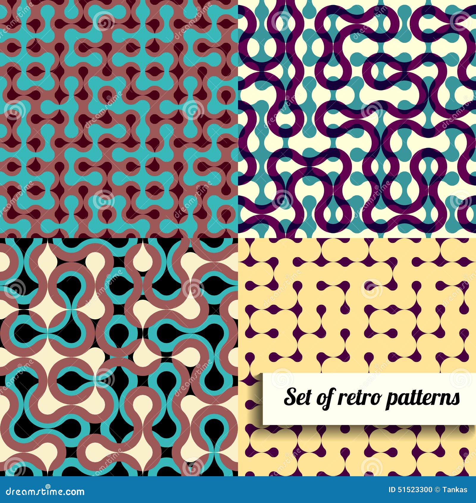 Set of Retro Geometric Style Stock Vector - Illustration of repetition ...