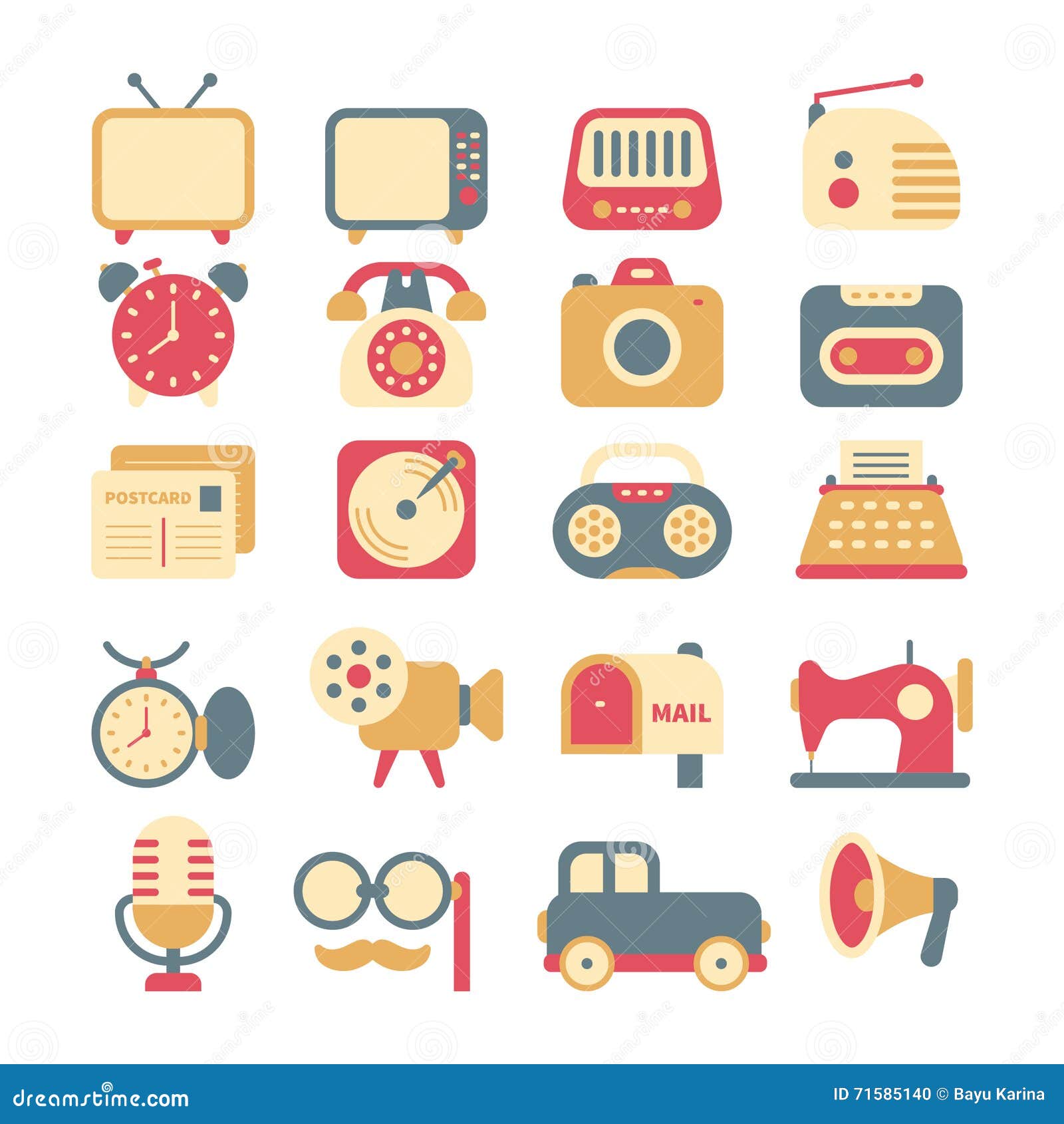 A set of retro icons. stock vector. Illustration of film - 71585140