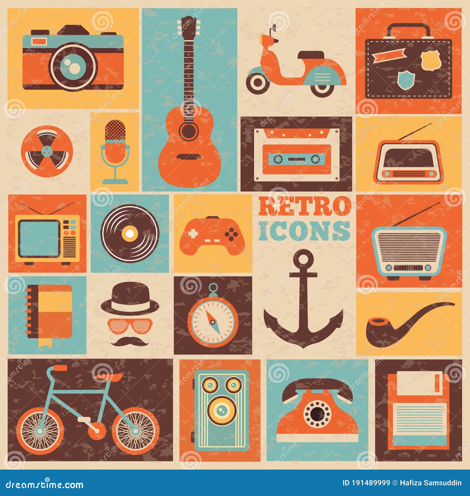 Set of retro icons. stock vector. Illustration of conceptual - 191489999