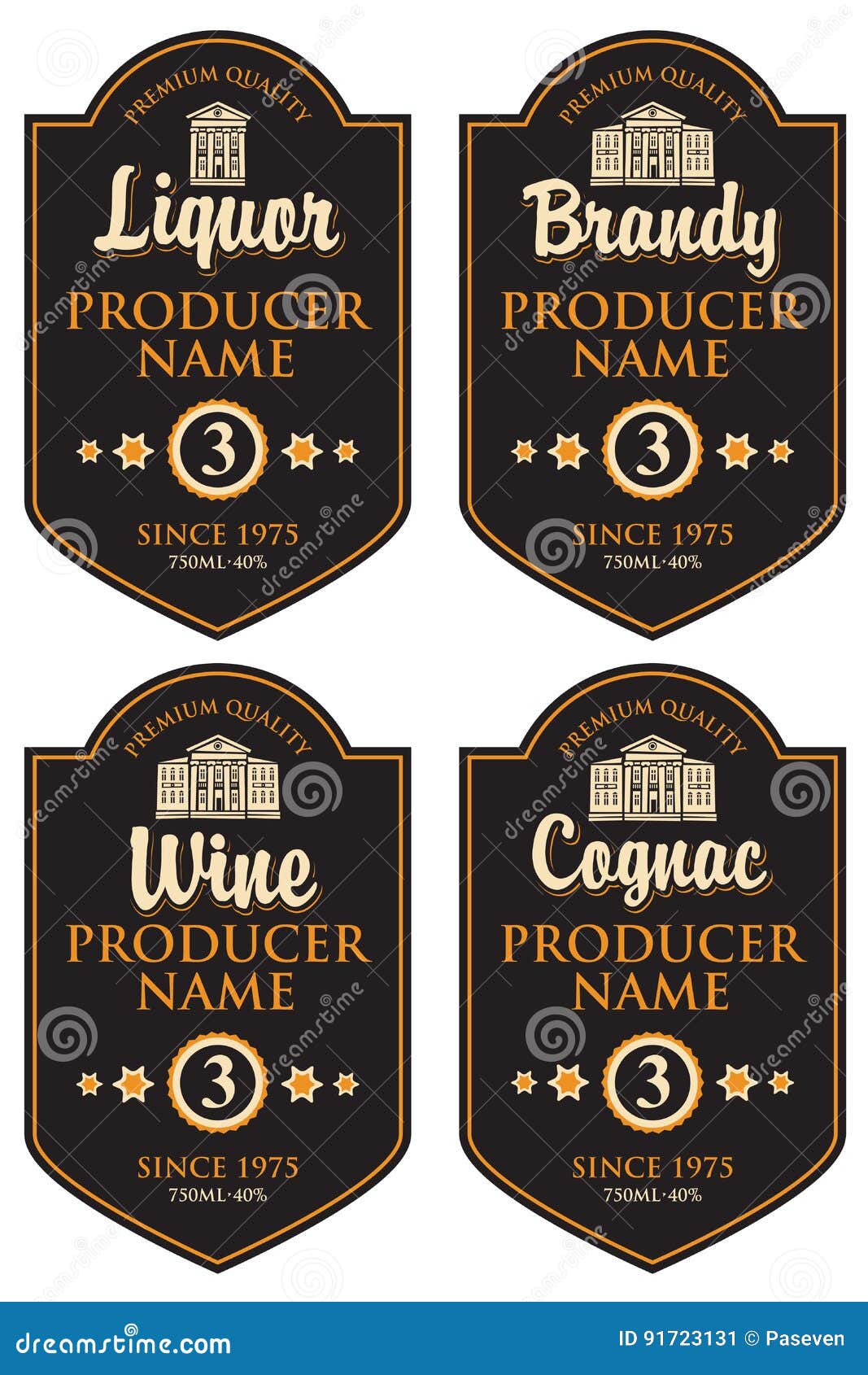 Set of Retro Labels for Various Alcohol Beverages Stock Vector ...
