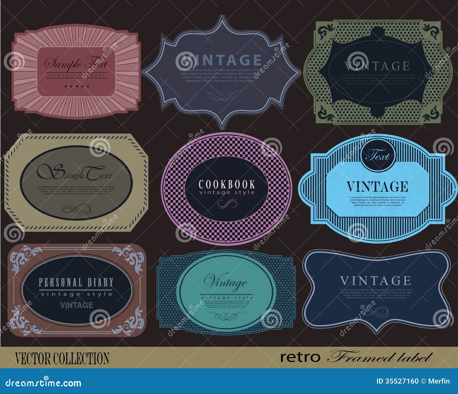 Set retro Labels stock vector. Illustration of dark, commerce - 35527160