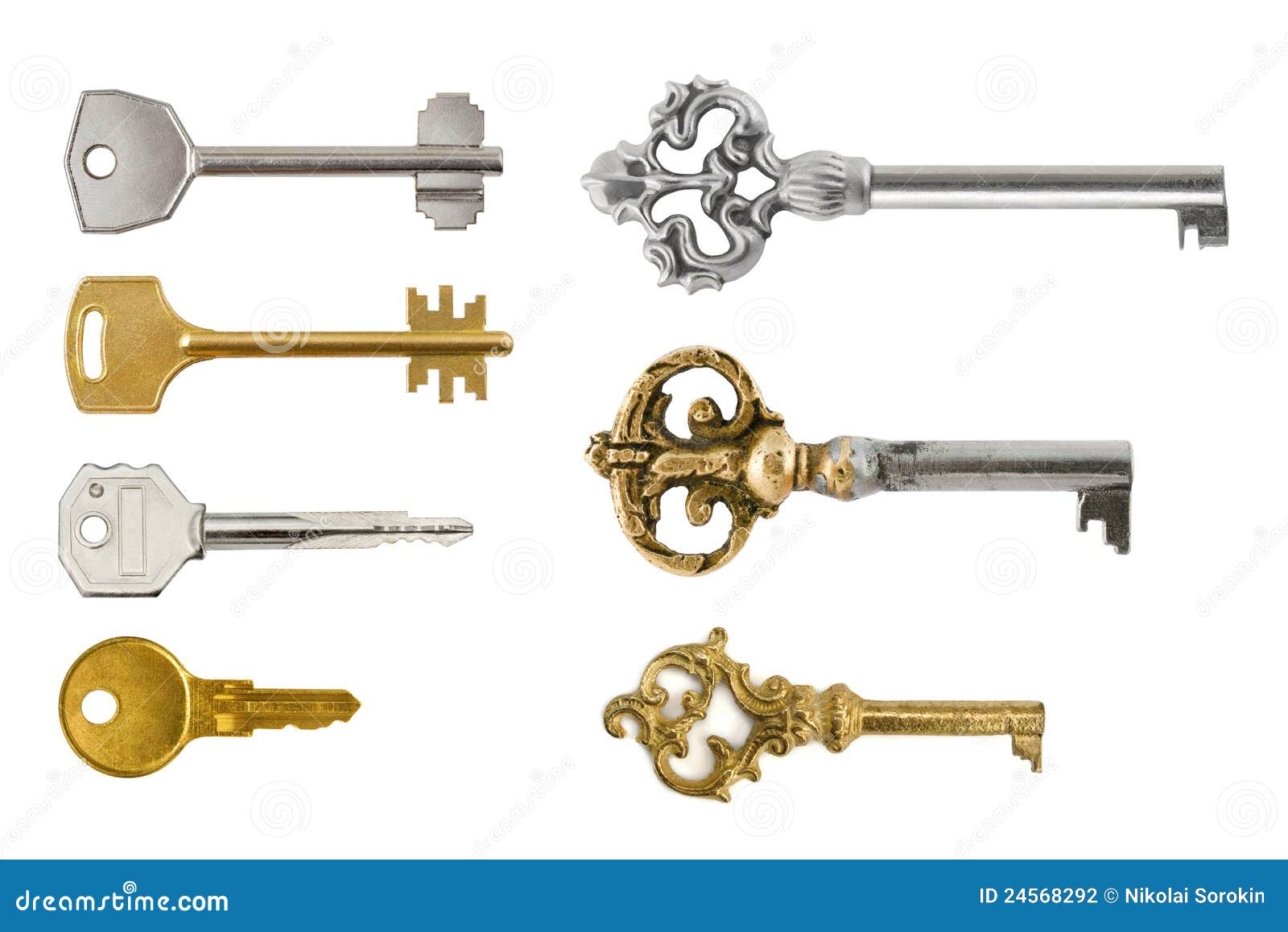 Set of Retro and Modern Keys Stock Photo - Image of isolated ...