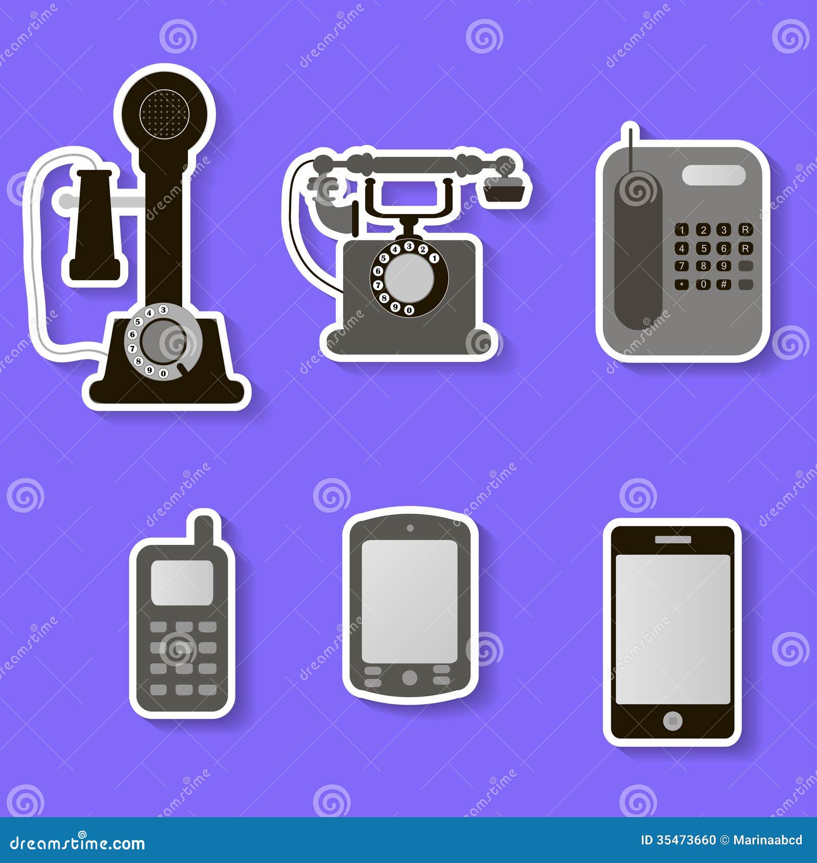 Set of Retro and Modern Telephones Stock Vector - Illustration of ...