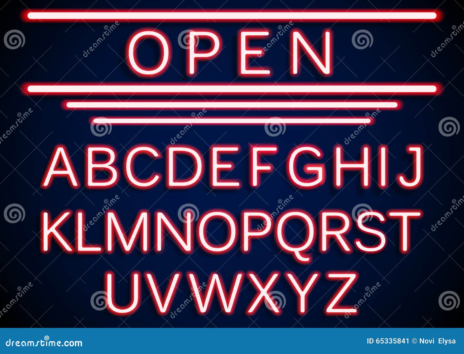 Set Retro Neon Open Signs Background Stock Vector - Illustration of ...
