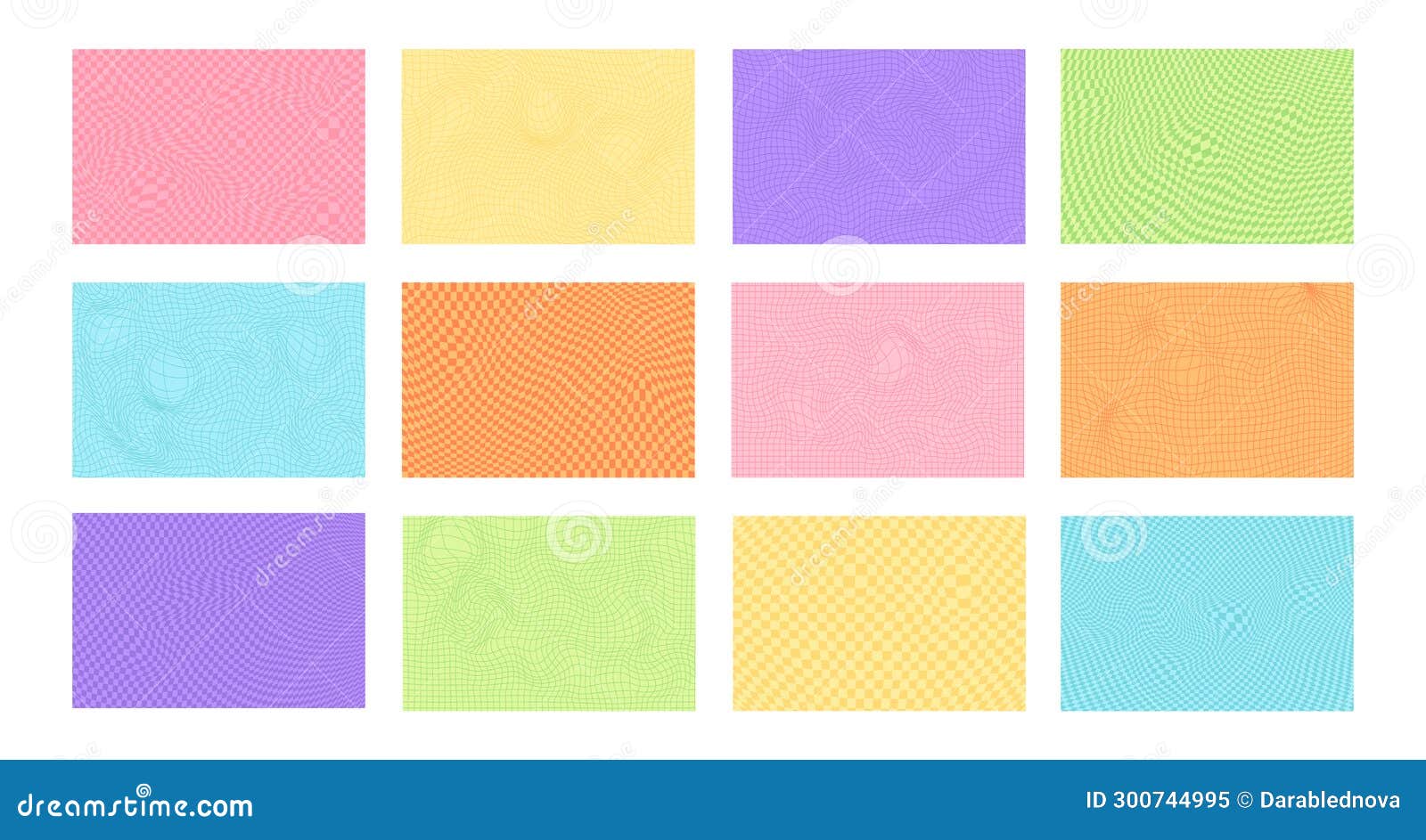 Set of Retro Psychedelic Checkerboard Pattern. Stock Vector ...