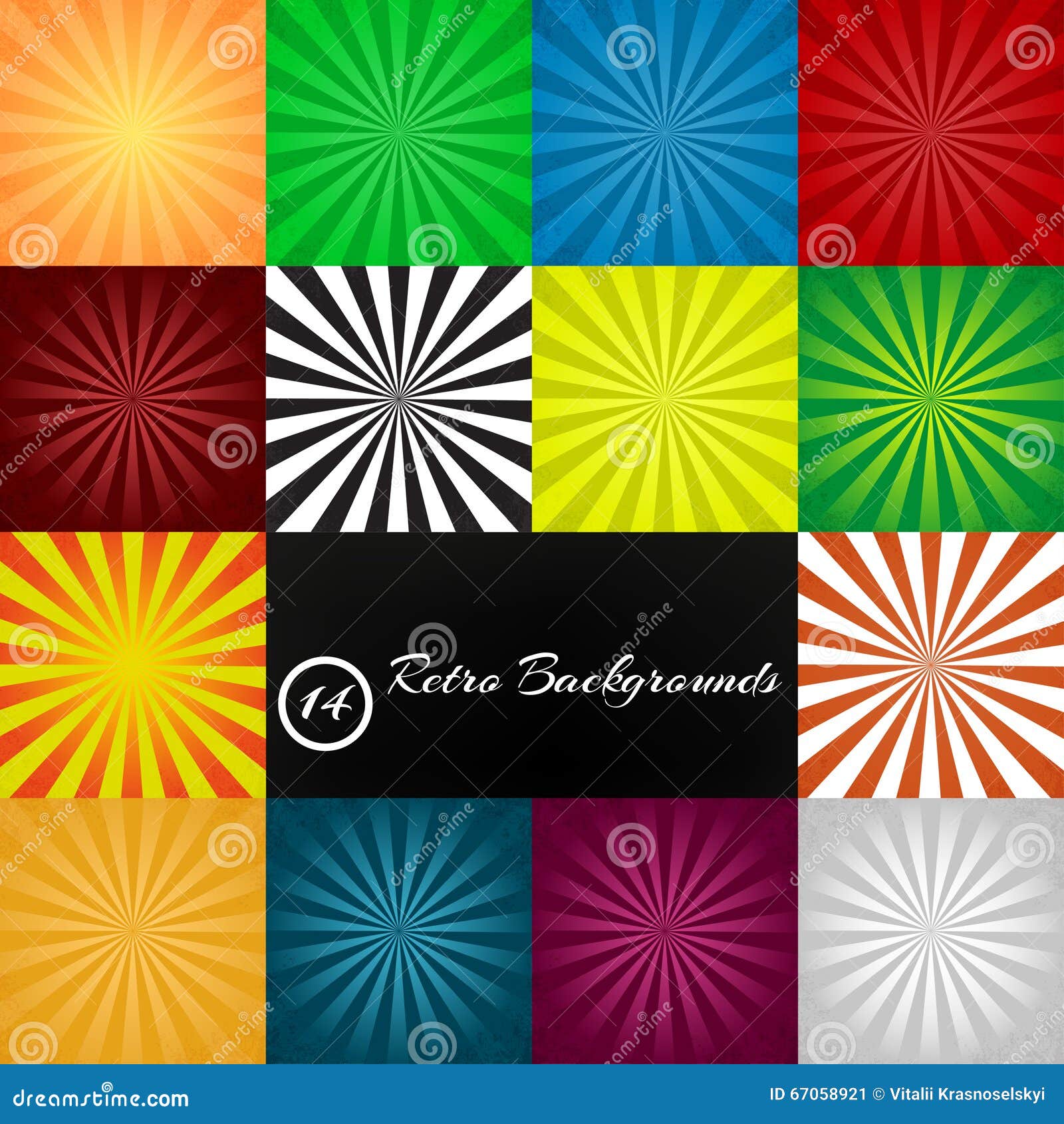 Set of 14 Retro Ray Backgrounds Stylish Illustration Stock Vector ...