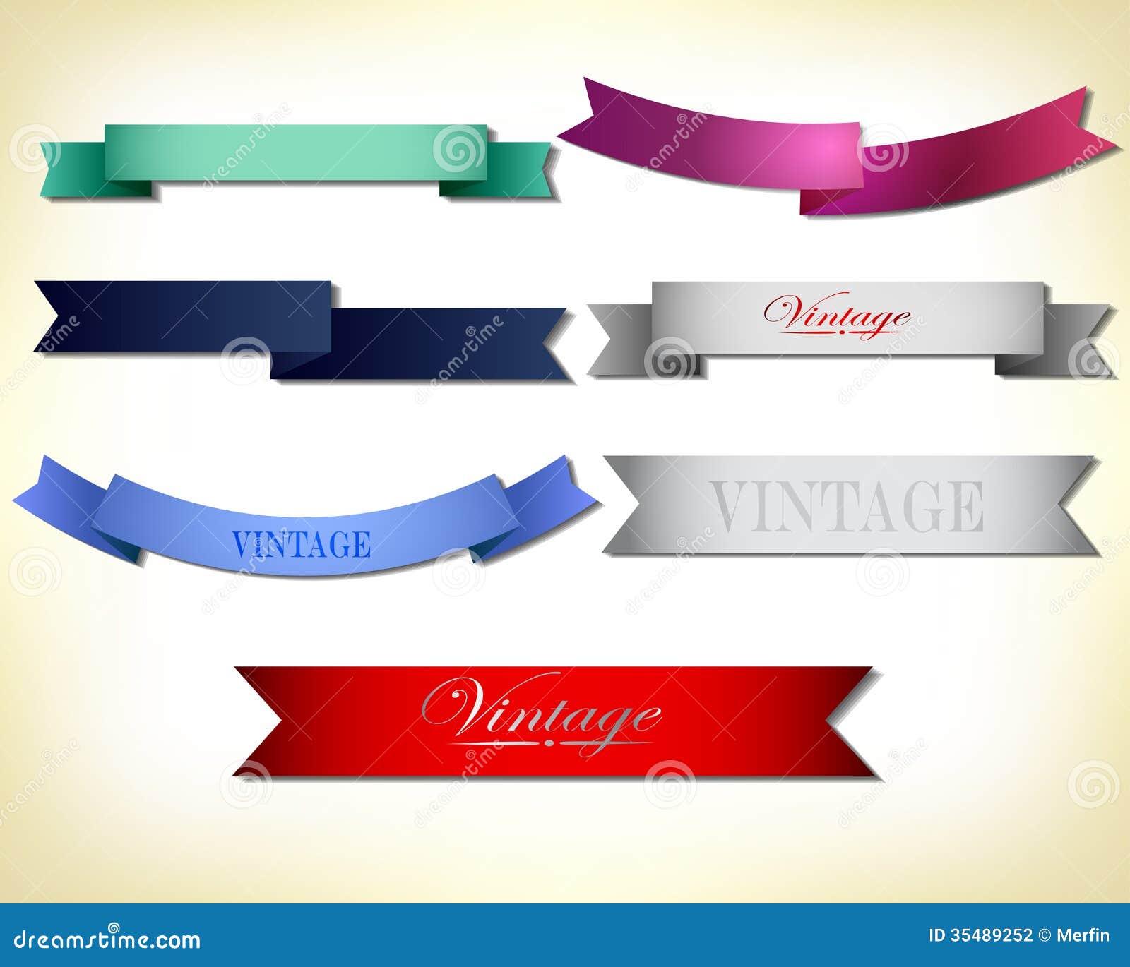 Set of retro ribbon stock vector. Illustration of premium - 35489252