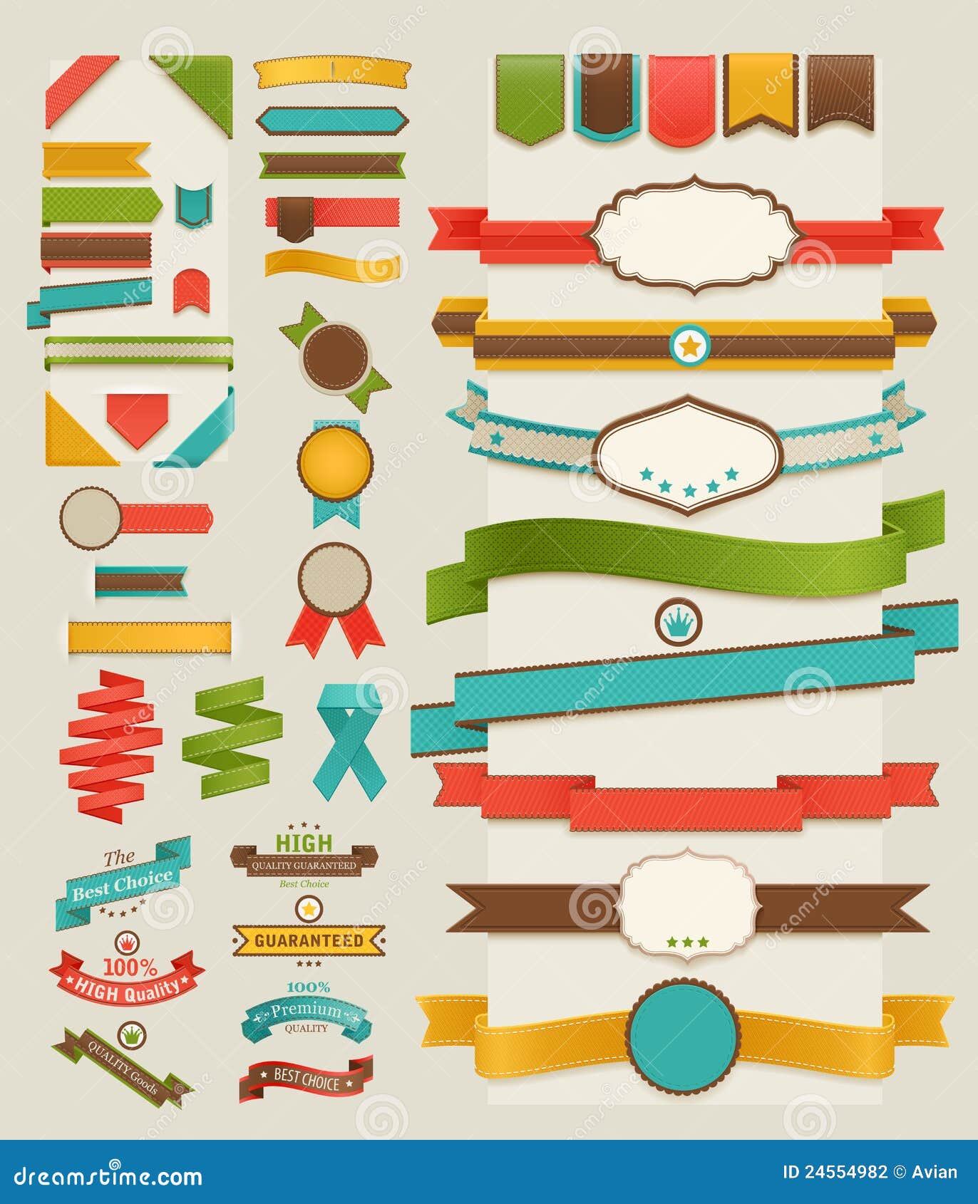 Set of Retro Ribbons and Labels Stock Vector - Illustration of emblem ...