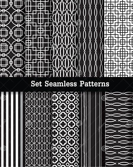 Set Retro Seamless Patterns Stock Vector - Illustration of decoration ...