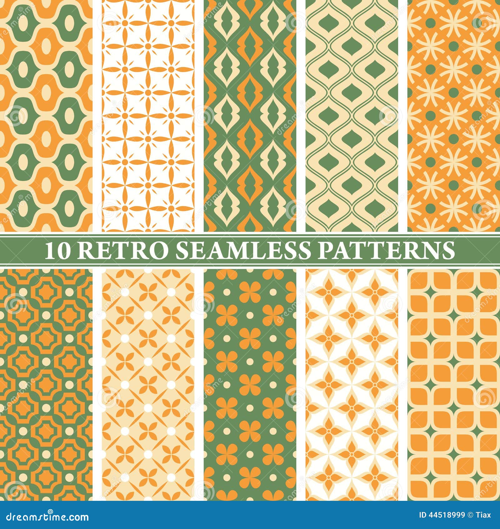 Set of 10 Retro Seamless Patterns Stock Vector - Illustration of ...