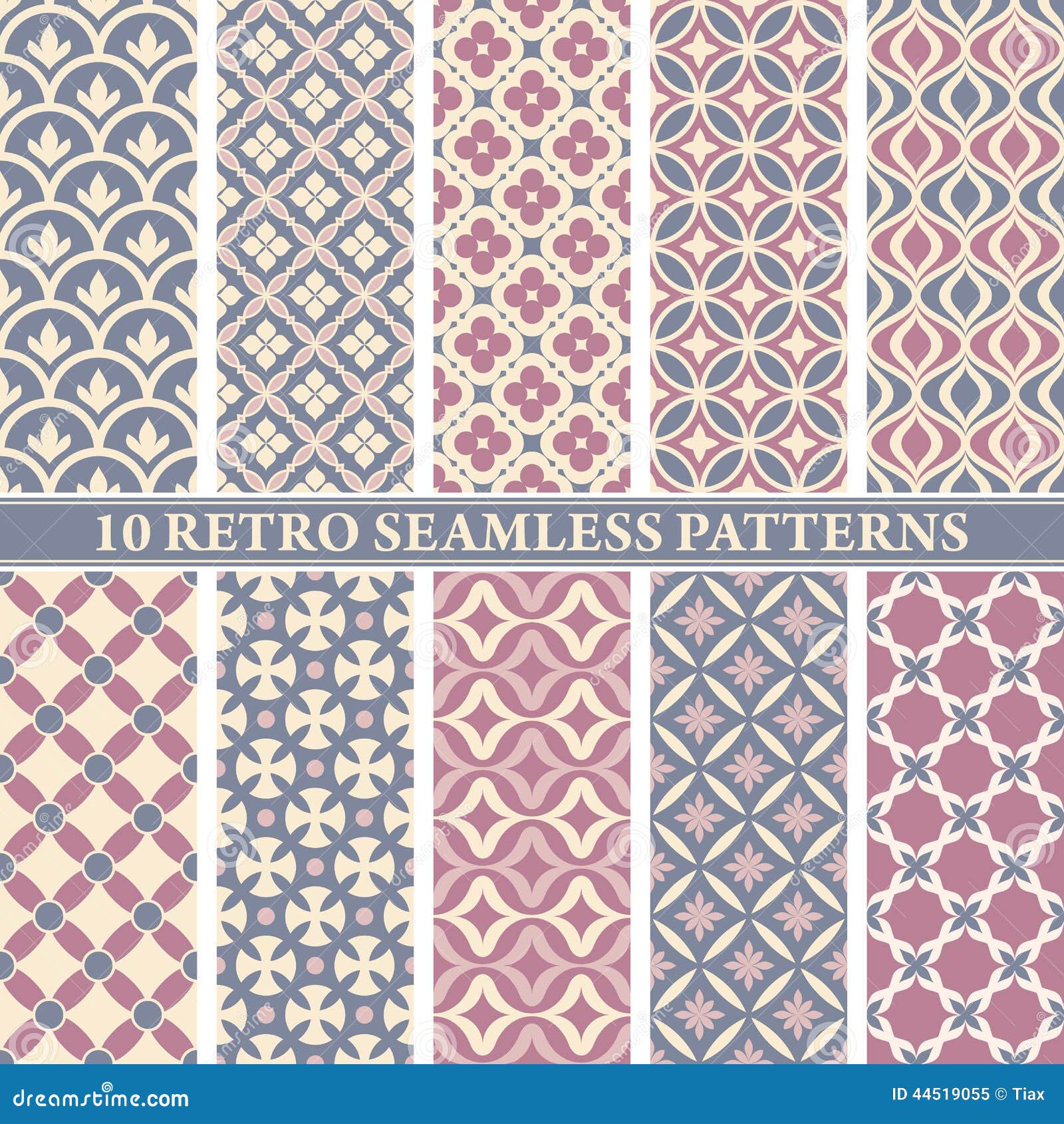 Set of 10 Retro Seamless Patterns Stock Vector - Illustration of color ...