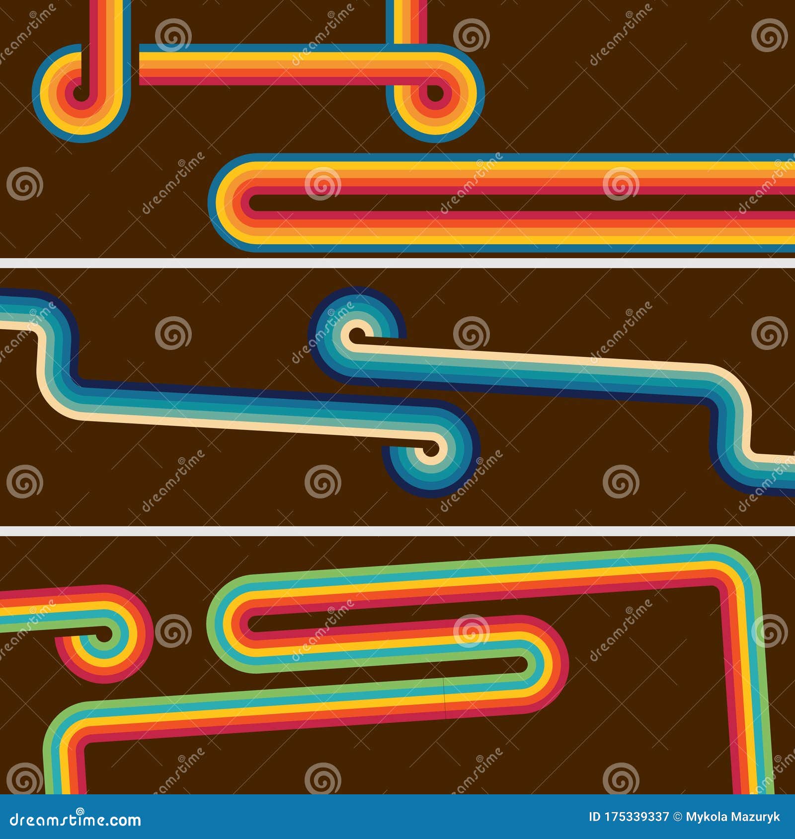 Set of Retro Style Color Lines Stock Vector - Illustration of banner ...