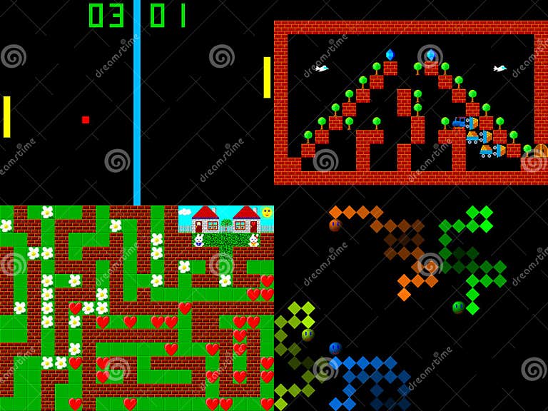 Set of Retro Style Game Pixelated Graphics Stock Illustration ...