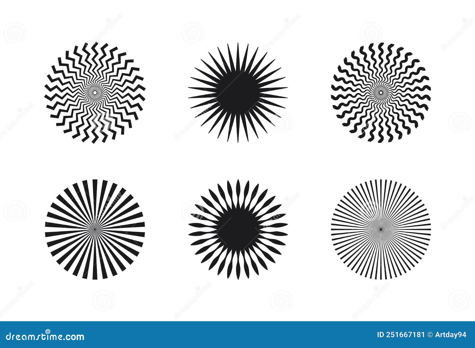 Set of Retro Style Round Shapes Stock Illustration - Illustration of ...