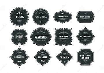 Set of Retro Styled Black Labels with Frames Stock Vector ...