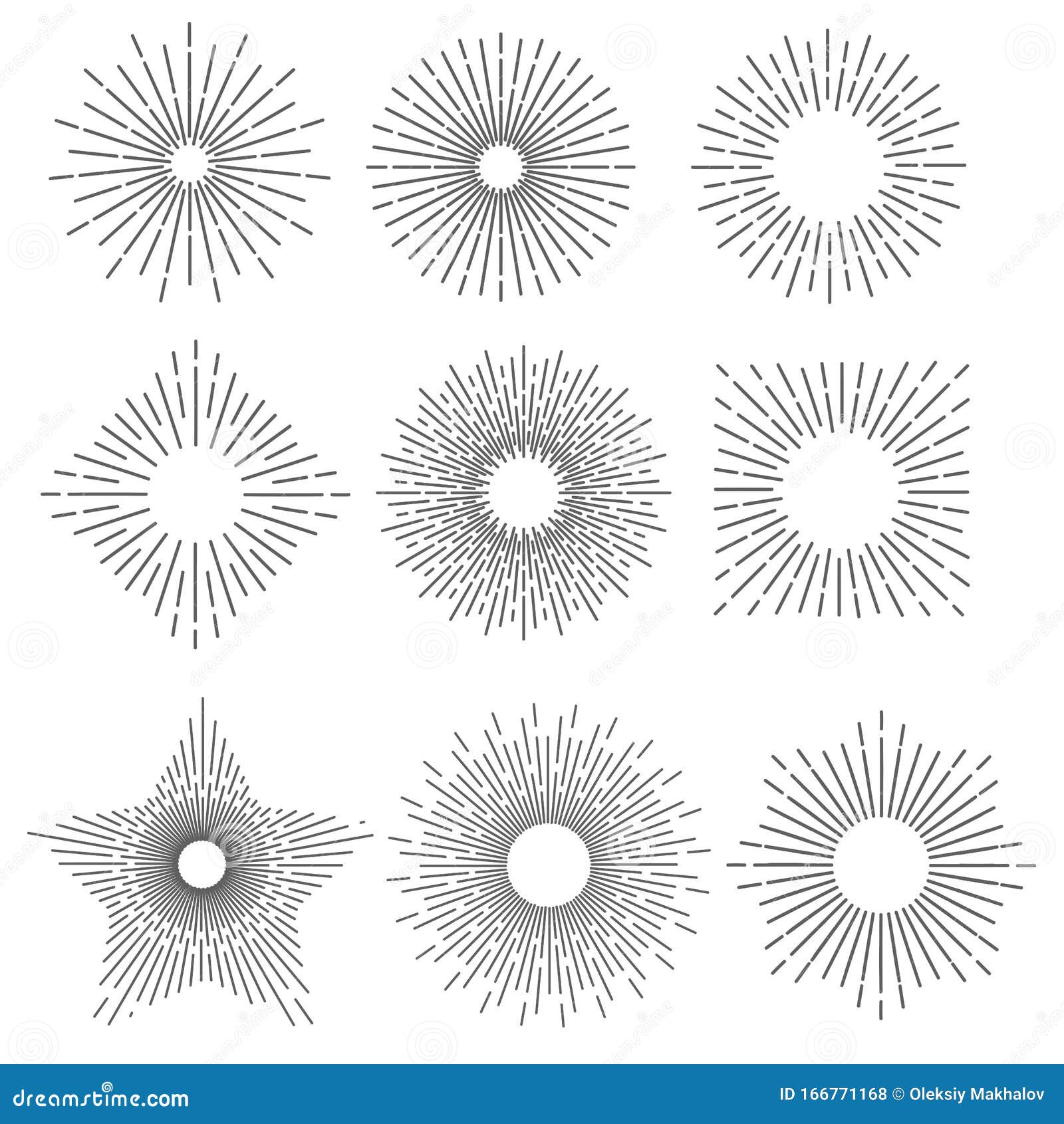 Set of Retro Sun Burst Shapes for Your Vintage Design Project ...
