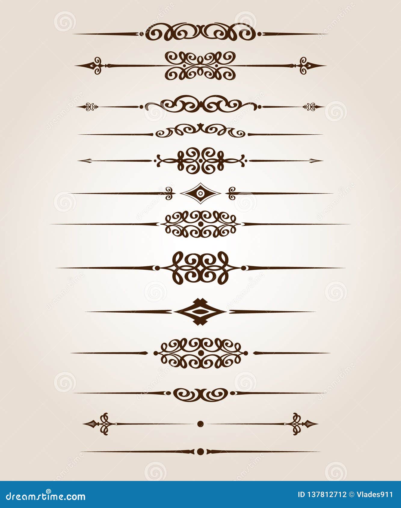 Set of Retro Text Dividers and Decorative Calligraphic Lines. Stock ...