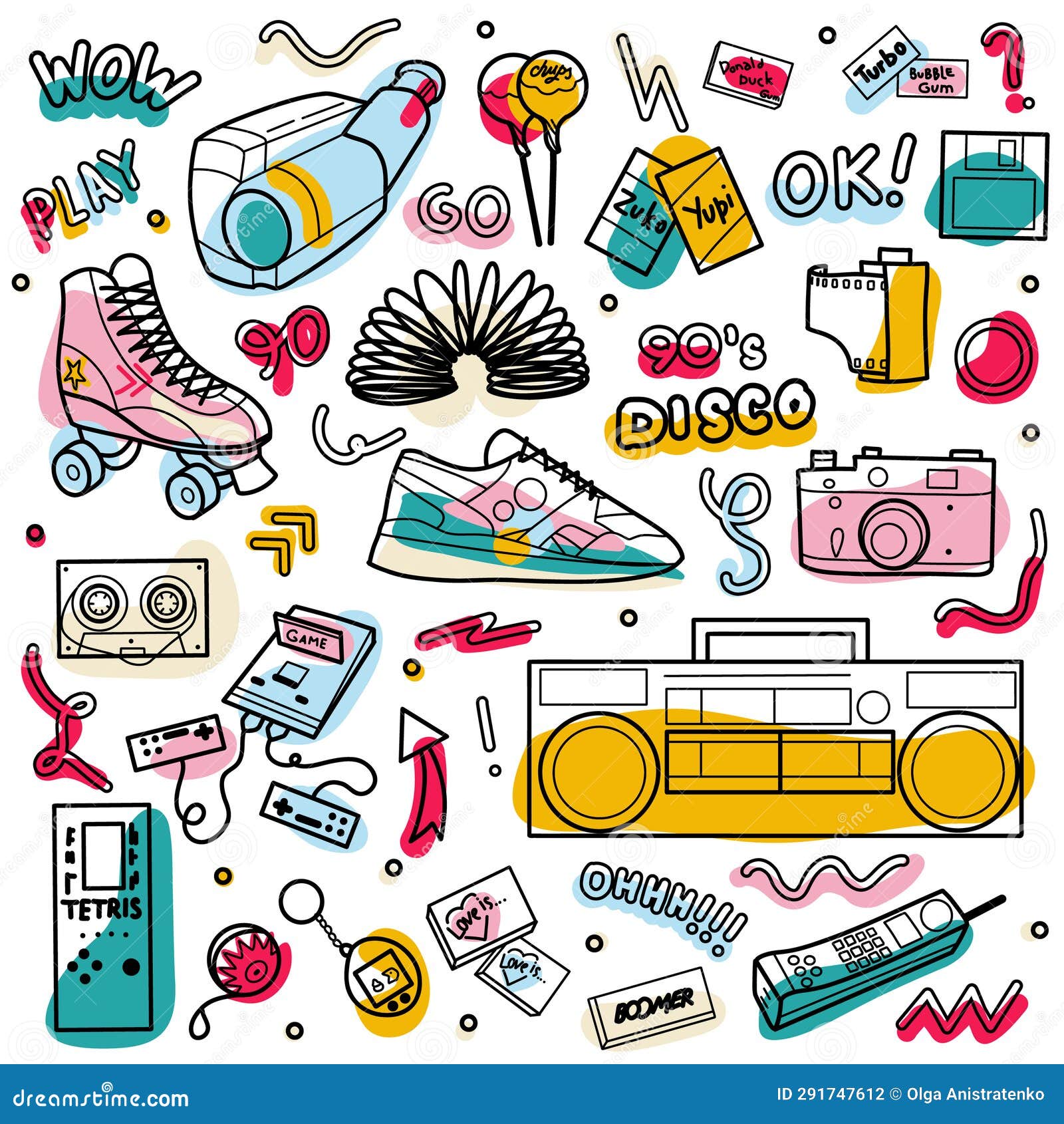Set of Retro Things from the 90s Stock Vector - Illustration of graphic ...