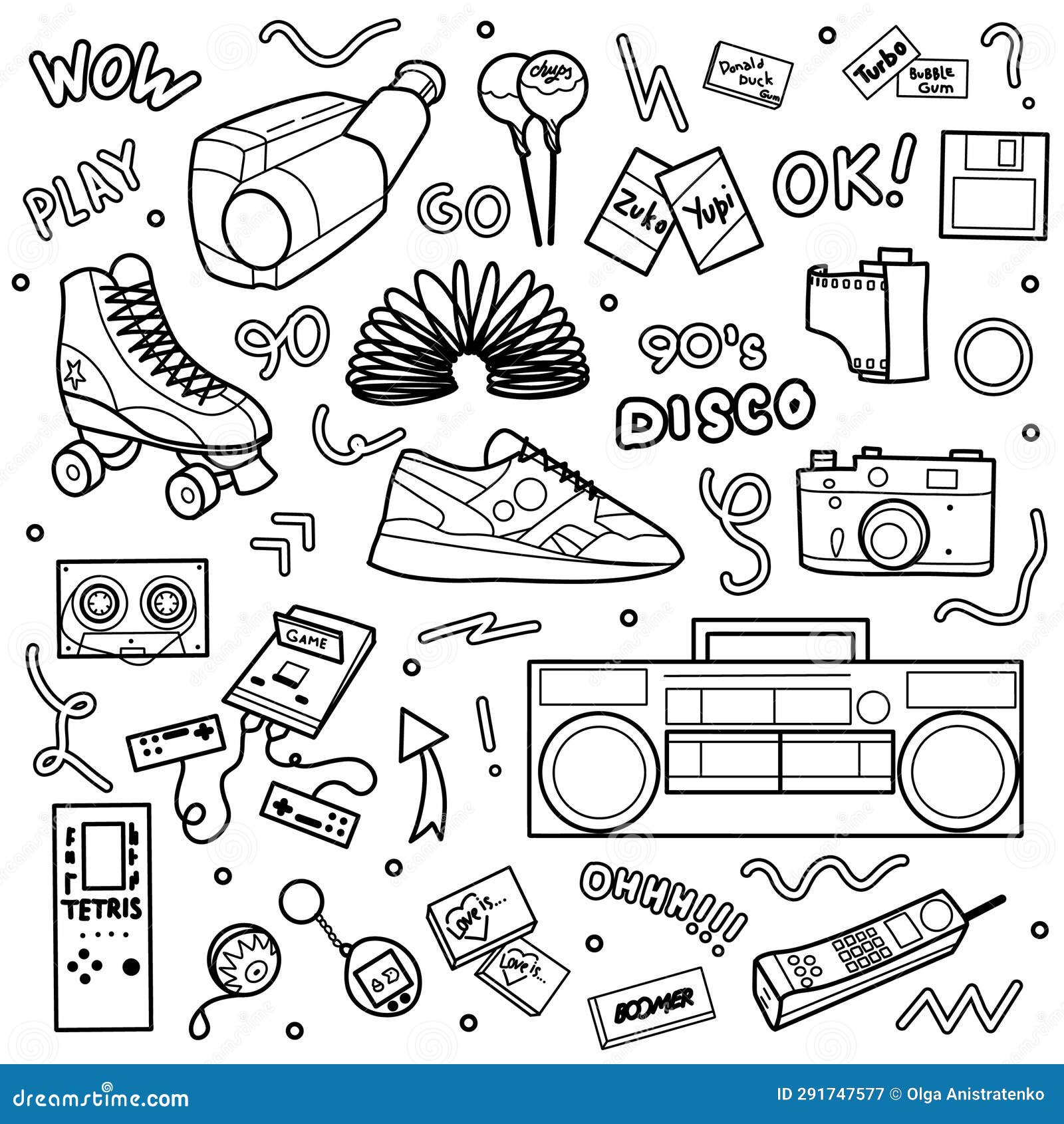 Set of Retro Things from the 90s Stock Vector - Illustration of element ...