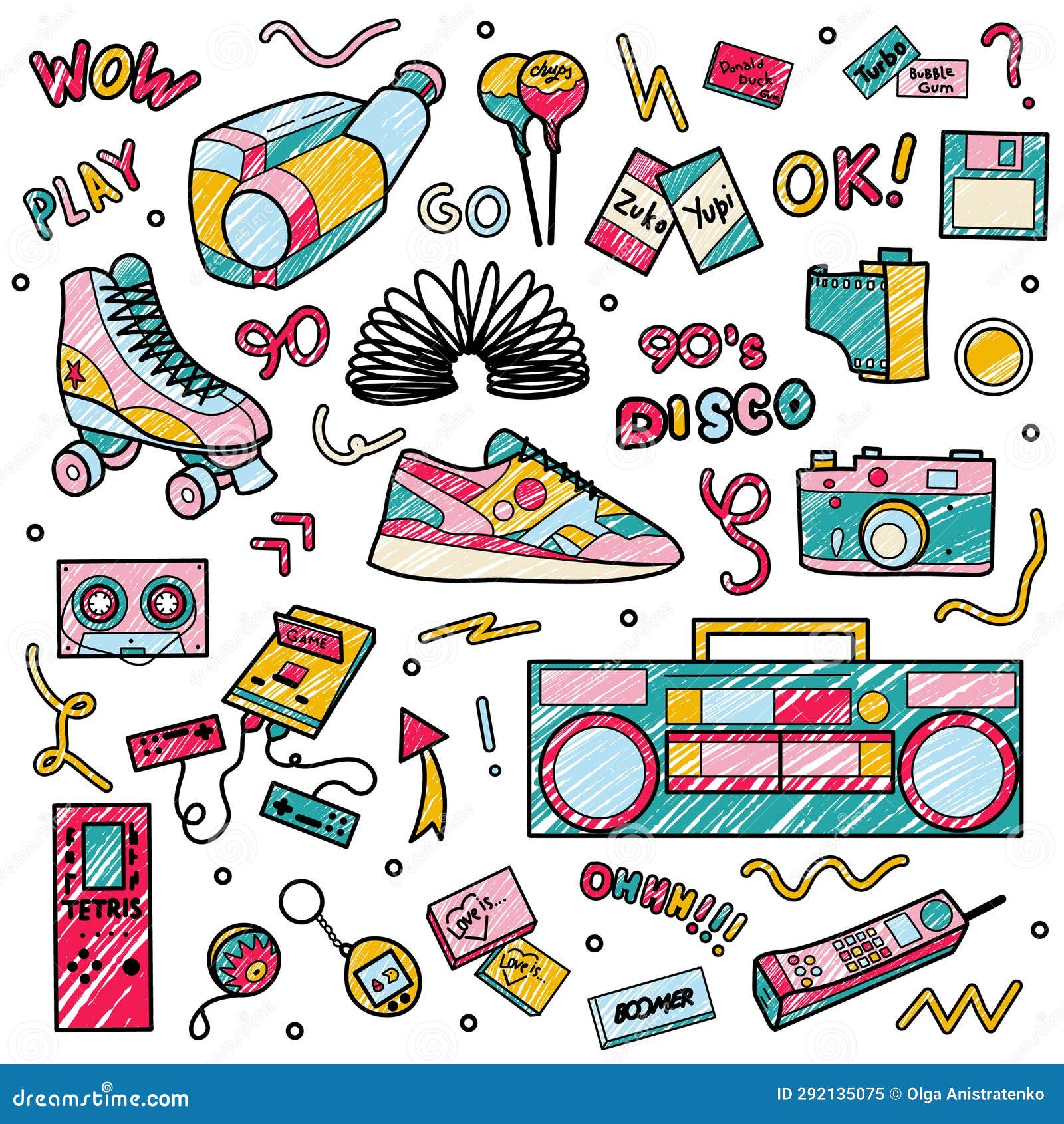Set of Retro Things from the 90s Stock Vector - Illustration of modern ...
