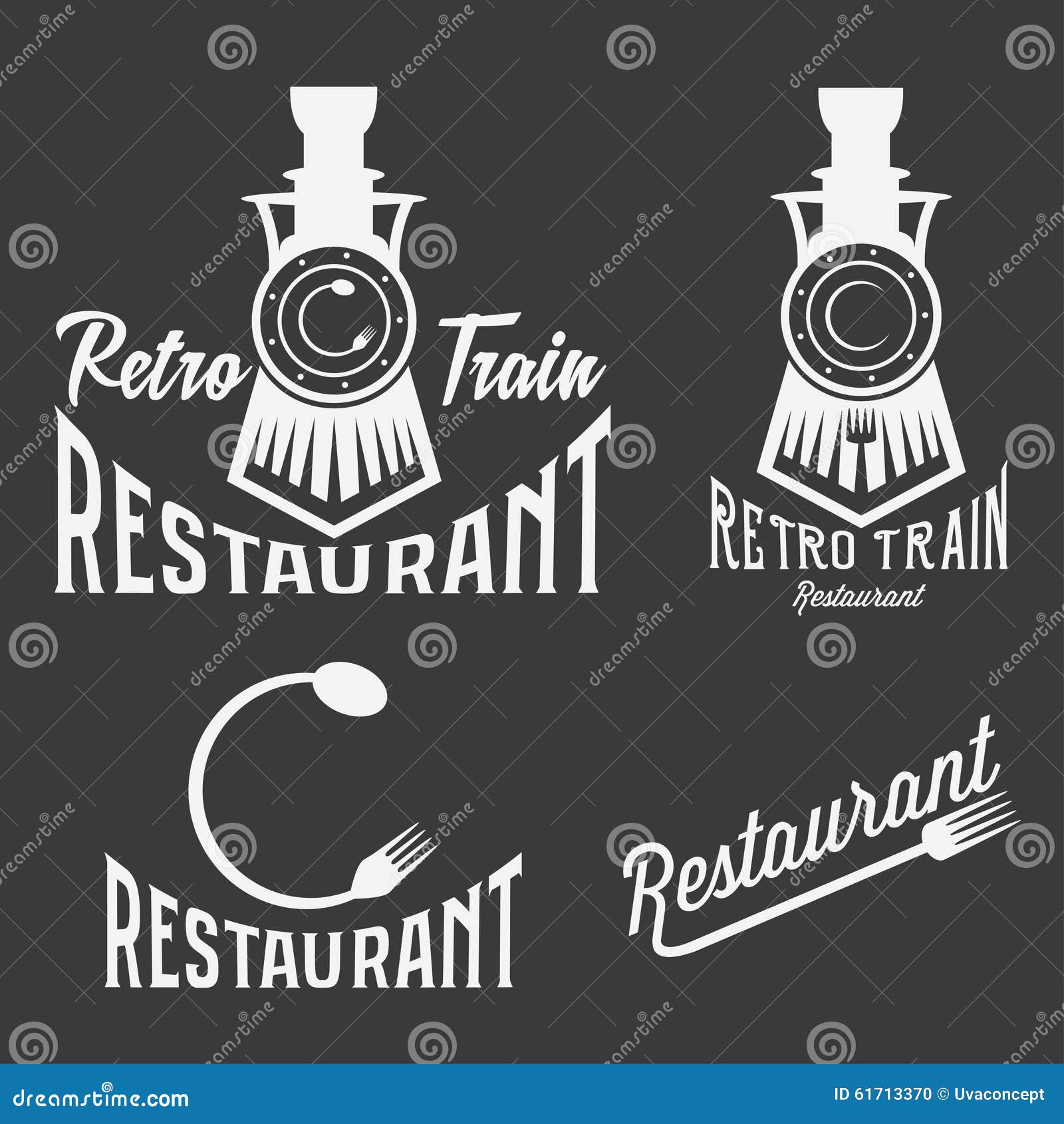 Set of Retro Train Restaurant Stock Vector - Illustration of fork ...