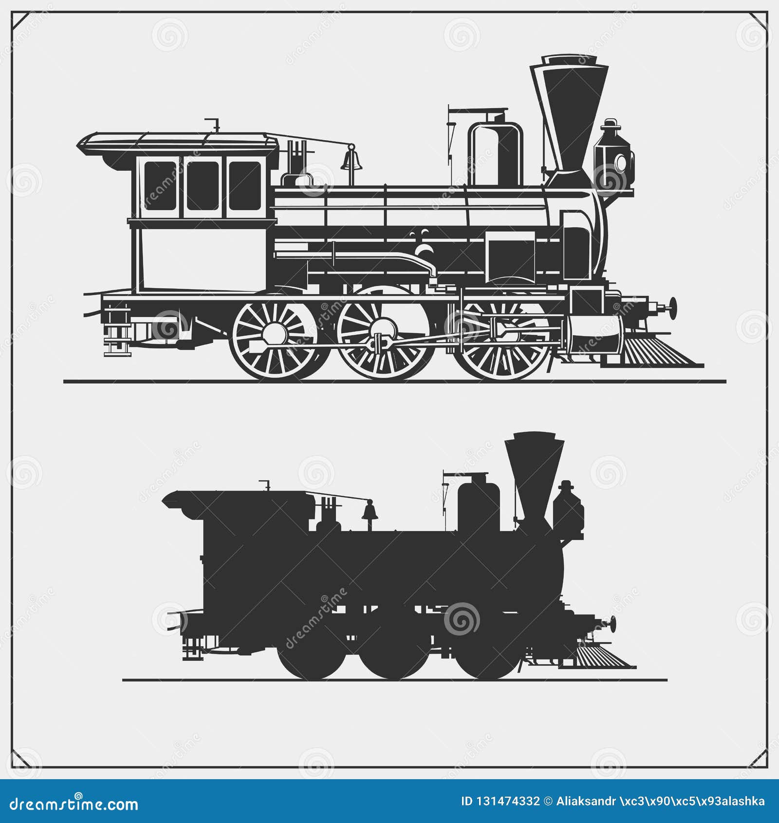 Set of Retro Trains Emblems, Labels, Badges and Design Elements. Print ...
