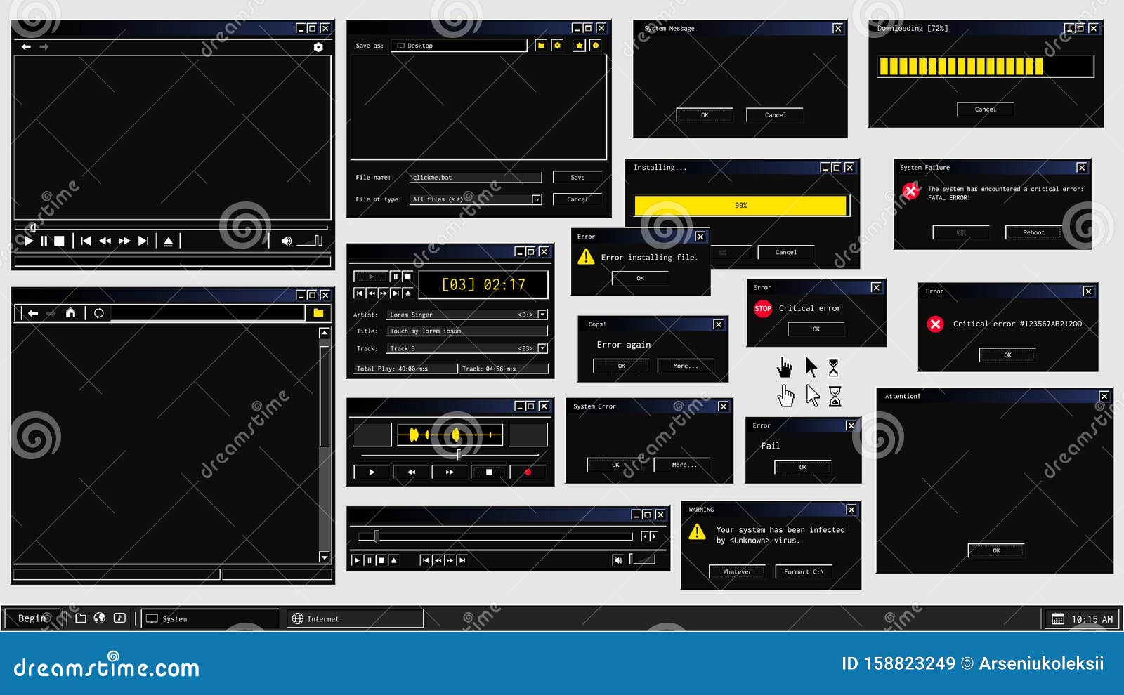 Set of Retro User Interface Elements Stock Vector - Illustration of ... Set of Retro User Interface Elements Stock Vector - Illustration of ...