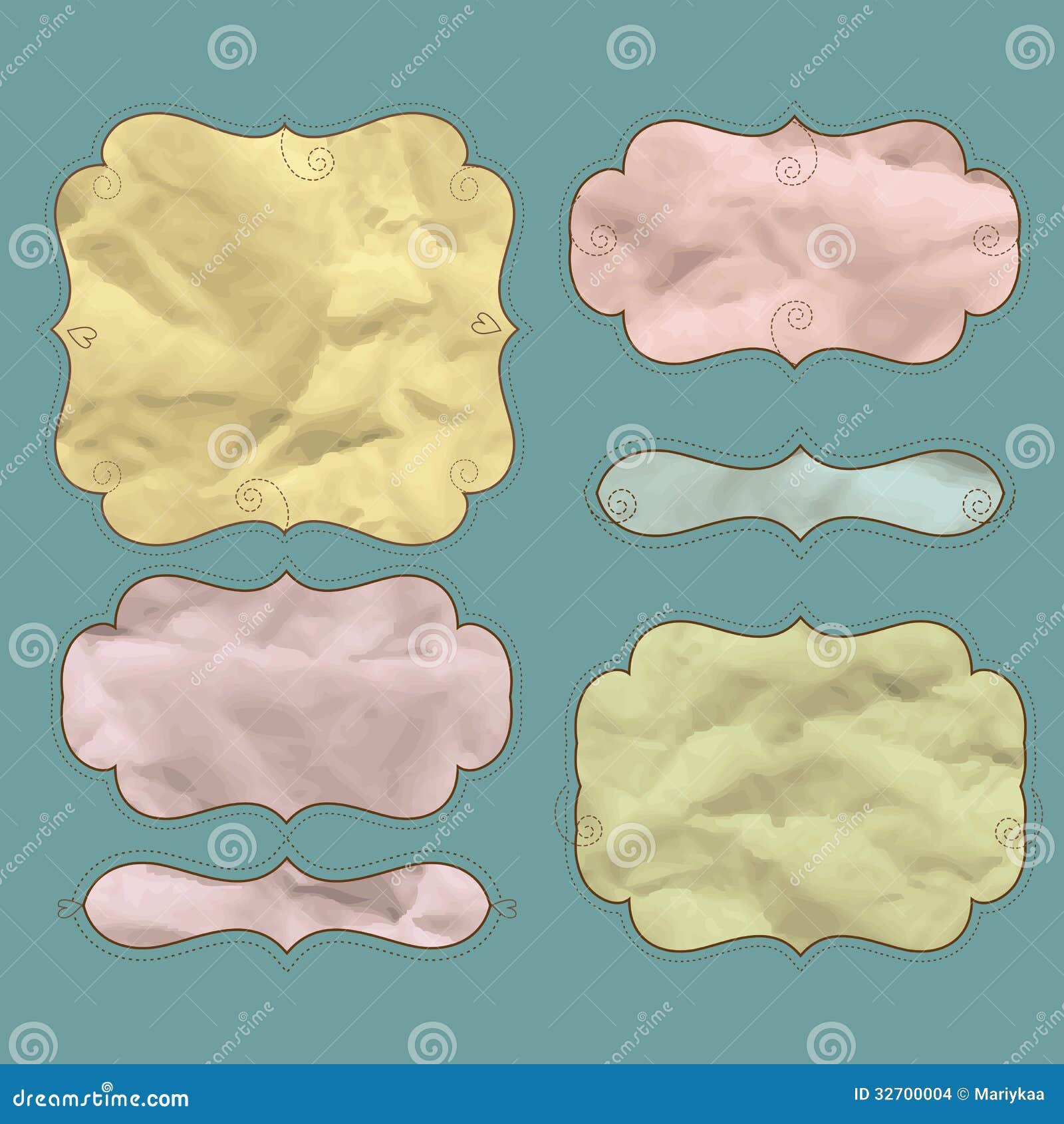 Set of Retro Vignettes with Craft Paper Stock Vector - Illustration of ...
