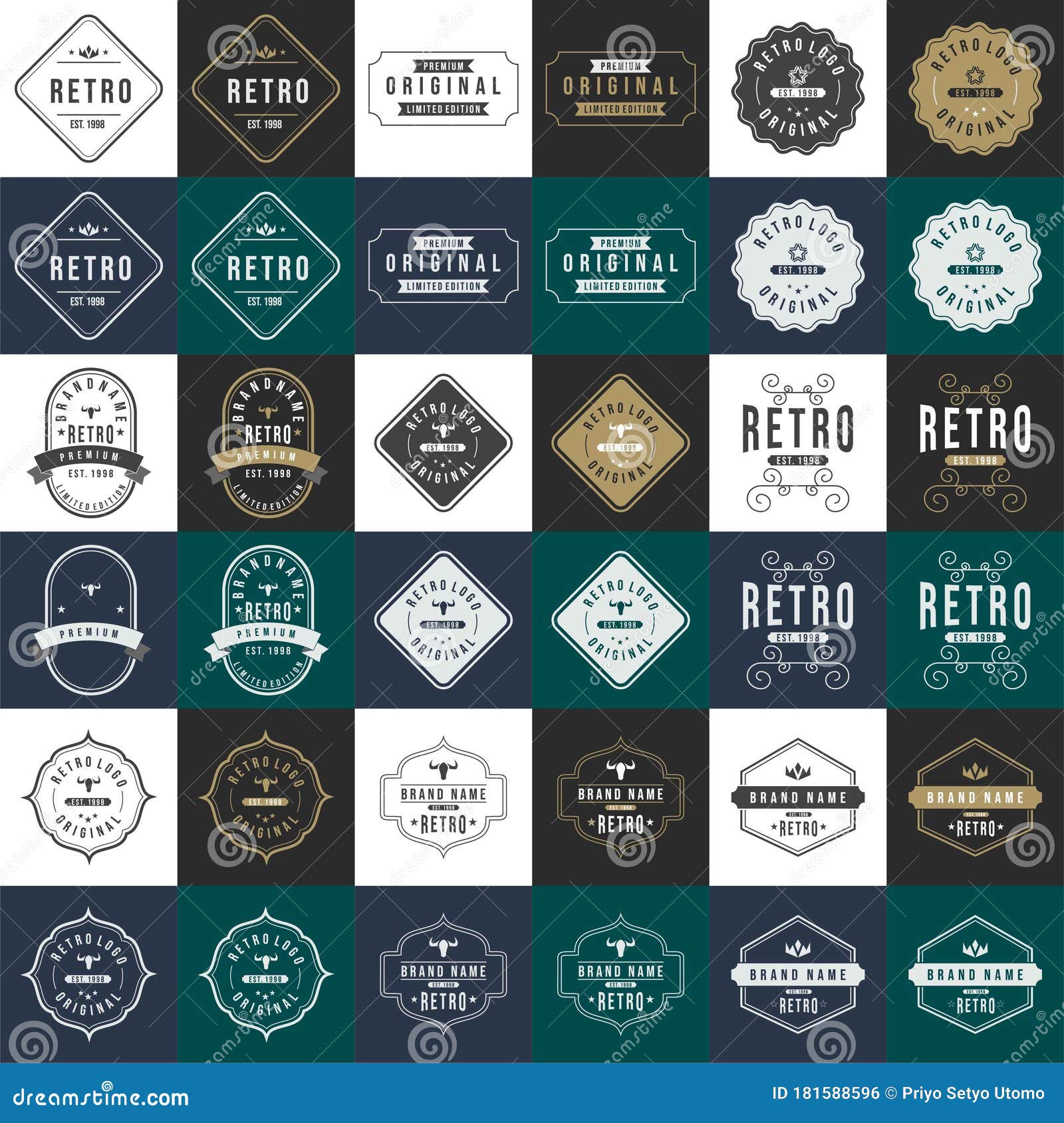 Set of Retro Vintage Design Stock Vector - Illustration of arrow, name ...