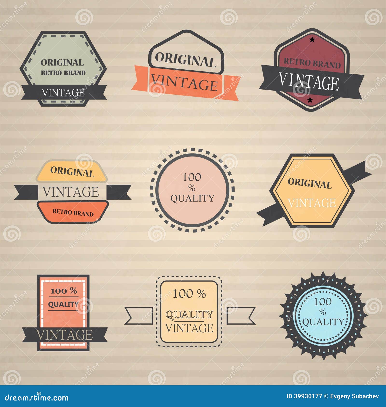 Set of retro vintage icons stock vector. Illustration of background ...
