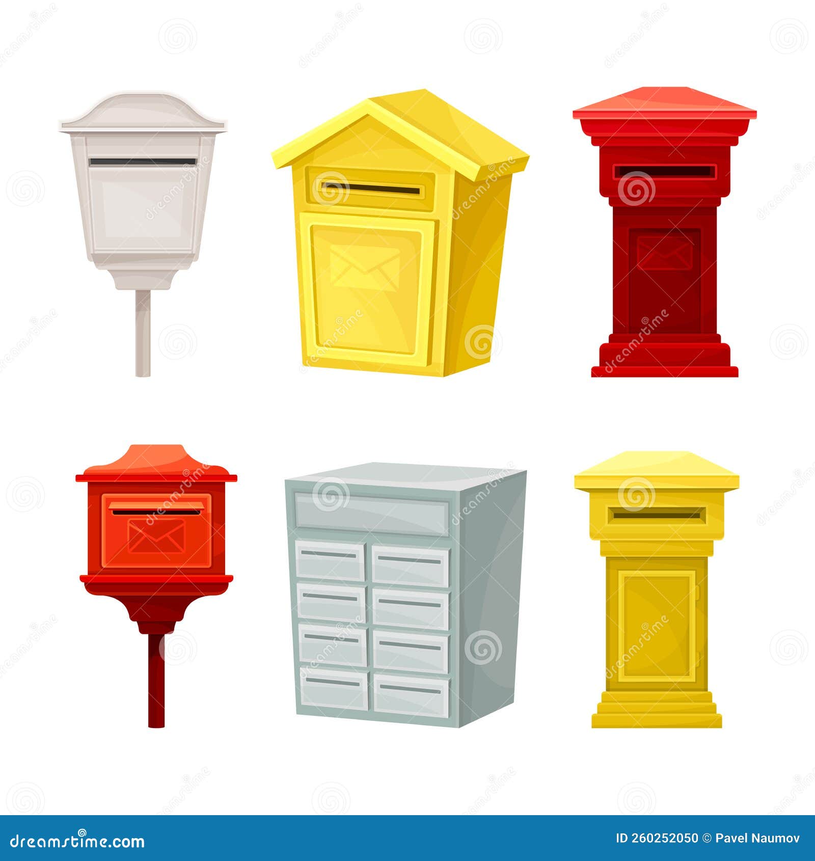 Set of Retro Vintage Mailboxes for Correspondence Vector Illustration ...