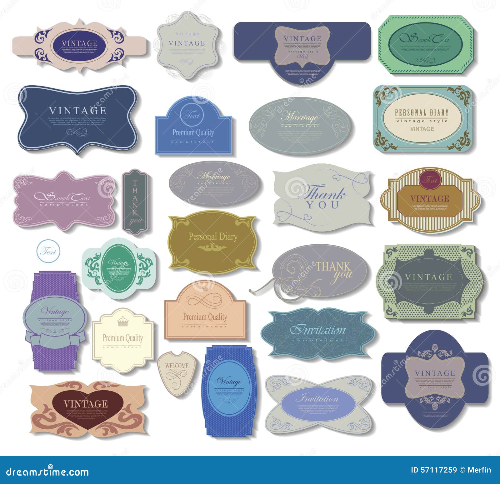 Set Retro Vintage Ribbons and Label Stock Vector - Illustration of ...