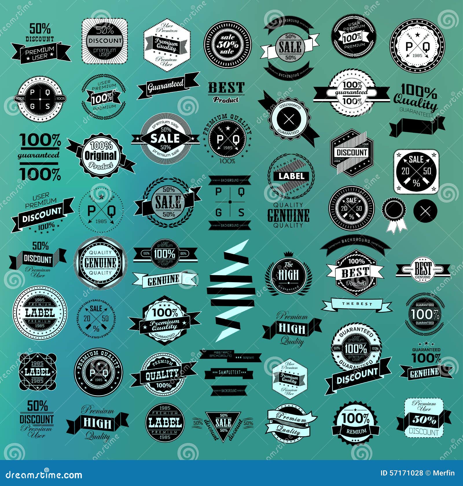 Set Retro Vintage Ribbons and Label Stock Illustration - Illustration ...