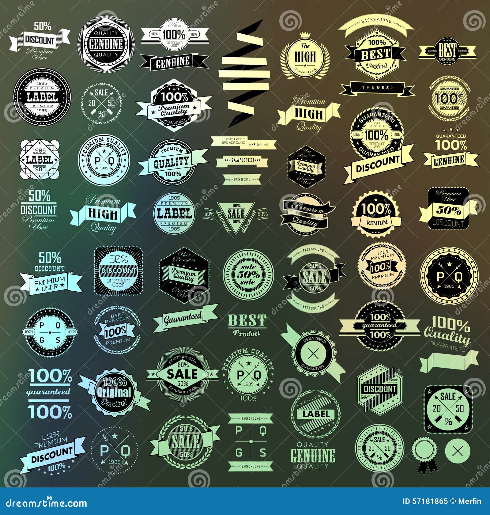 Set Retro Vintage Ribbons and Label Stock Vector - Illustration of ...