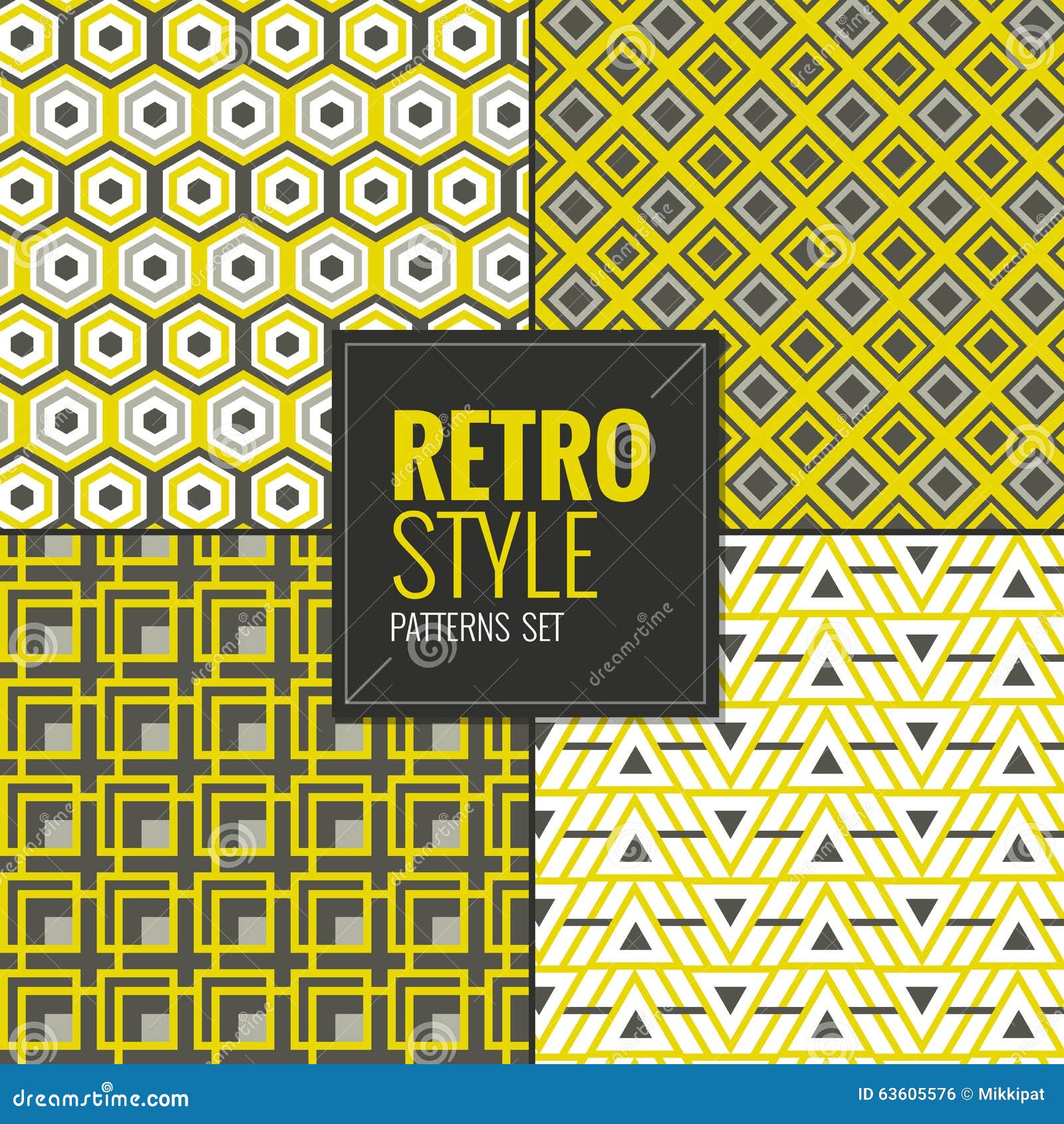Set of Retro Vintage Seamless Patterns Set Vector Illustration Stock ...
