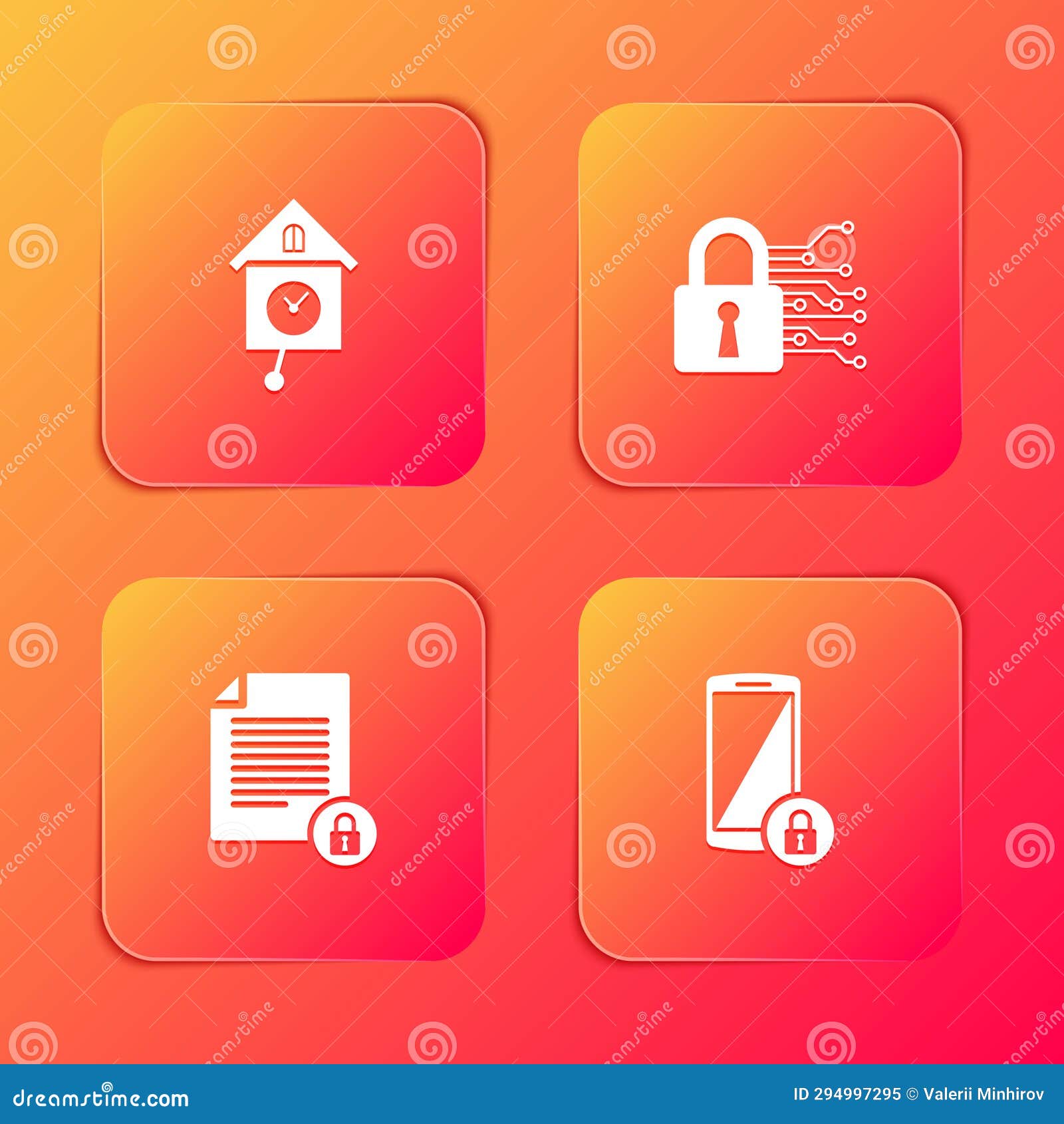 Set Retro Wall Watch, Cyber Security, Document and Lock and Smartphone ... Set Retro Wall Watch, Cyber Security, Document and Lock and Smartphone ...