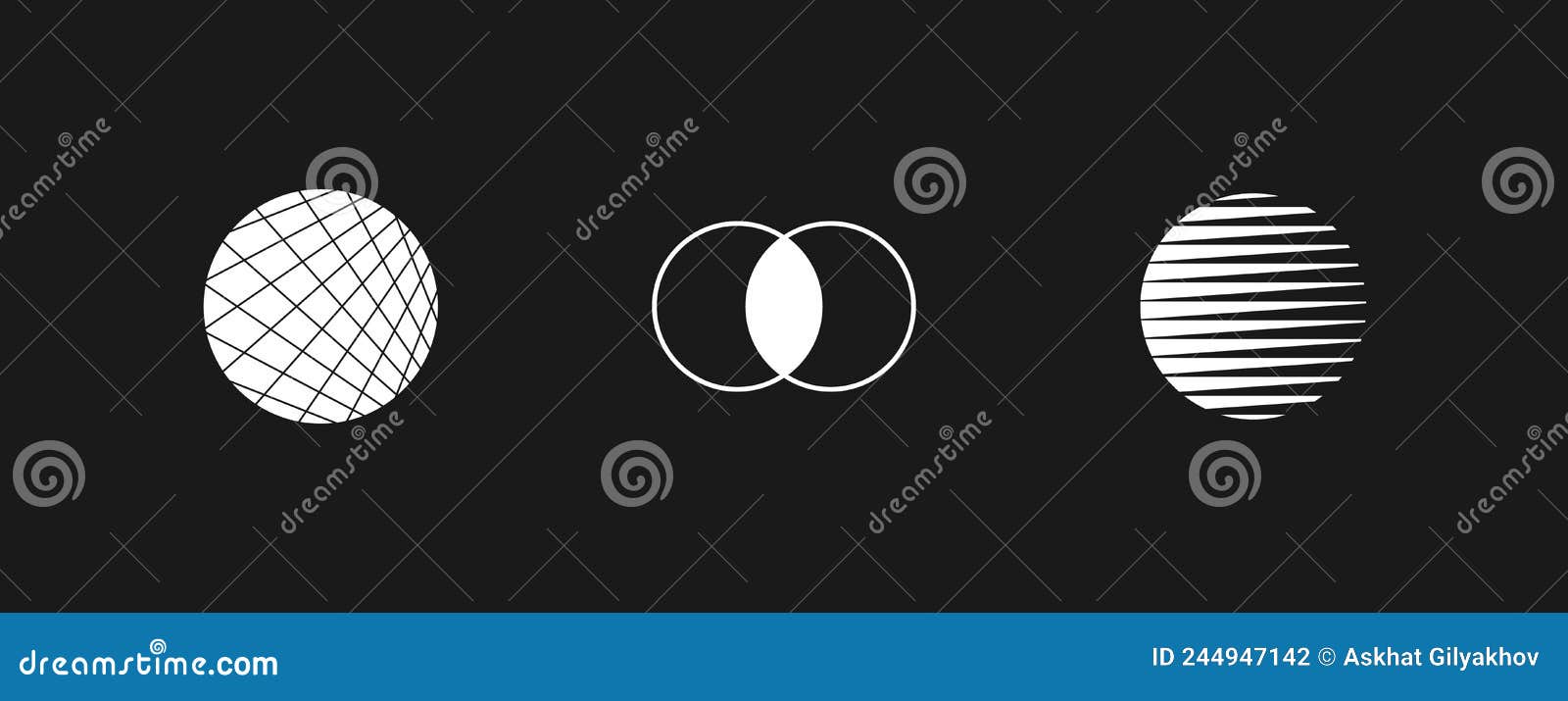 Set of Retrowave Design Elements, Circle Shapes. Synthwave Suns with ...