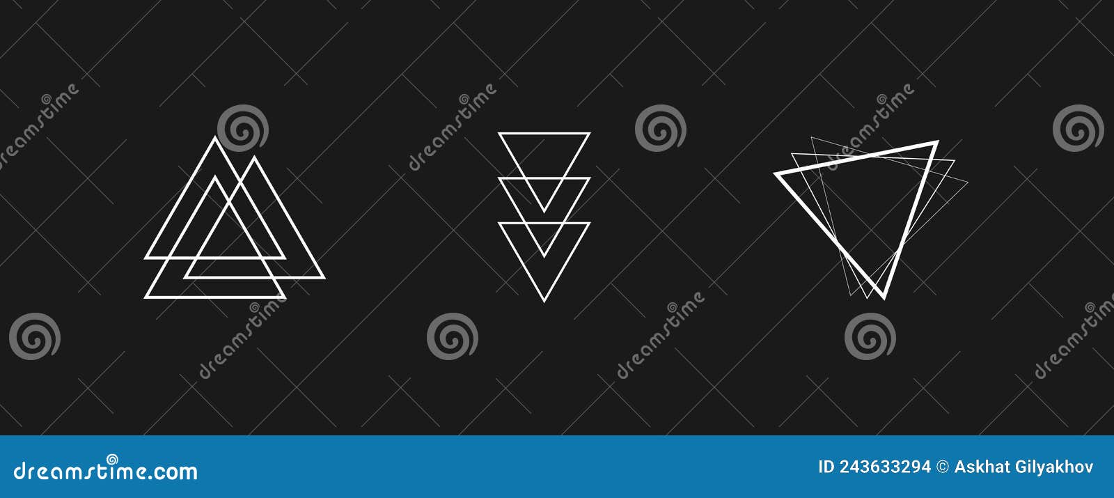 Set of Retrowave Design Elements, Triangles. Intersecting Triangle ...