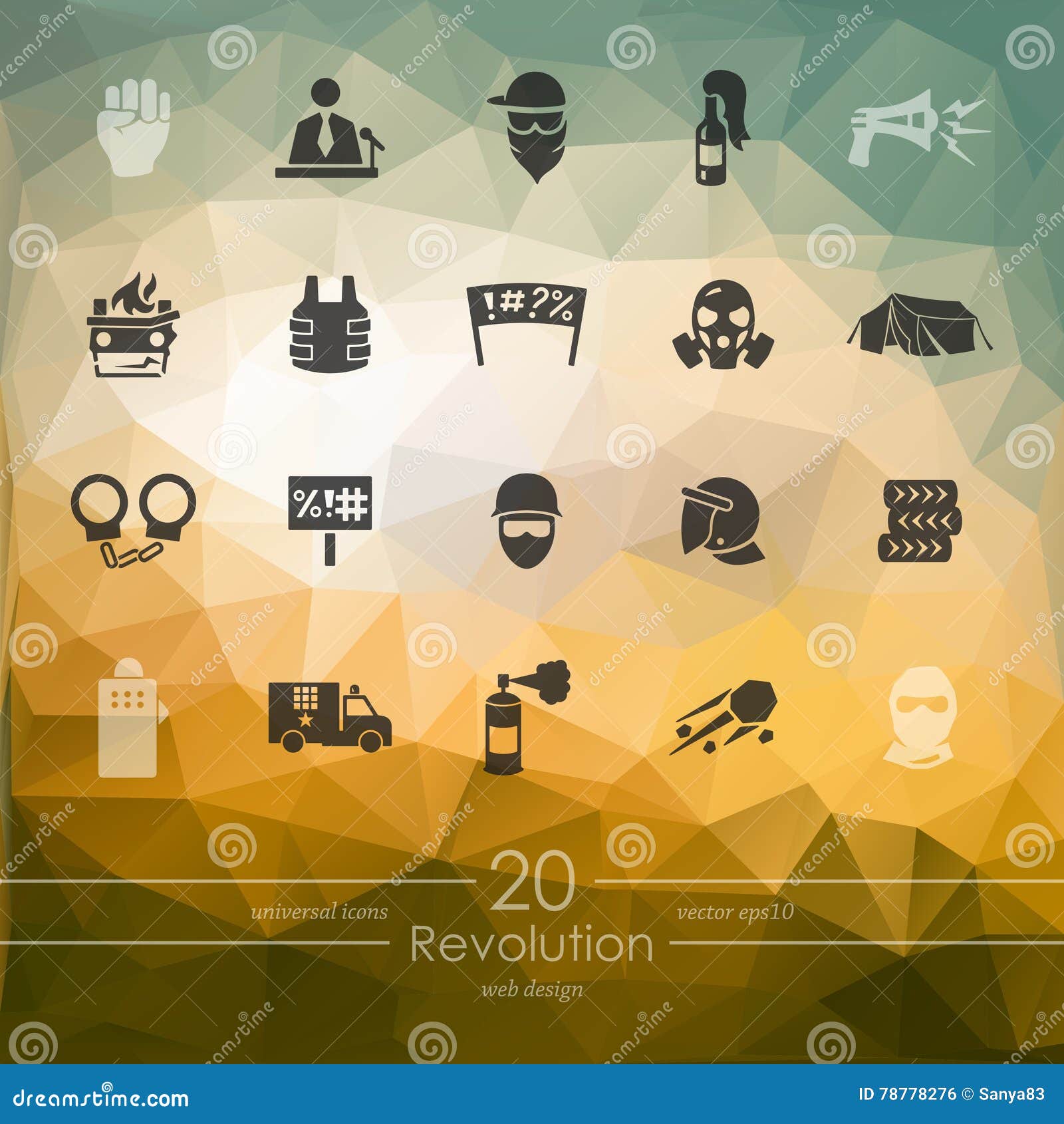 Set of revolution icons stock vector. Illustration of aggressive - 78778276