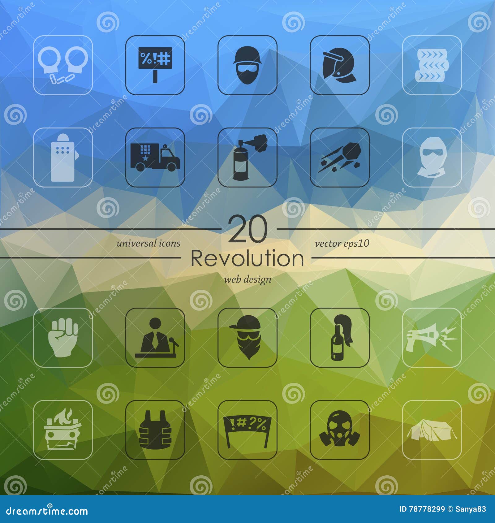 Set of revolution icons stock vector. Illustration of fist - 78778299