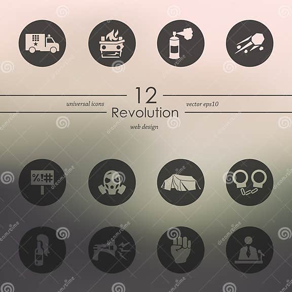 Set of revolution icons stock illustration. Illustration of background ...