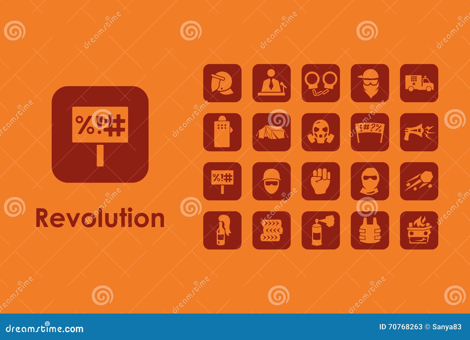 Set of Revolution Simple Icons Stock Vector - Illustration of political ...