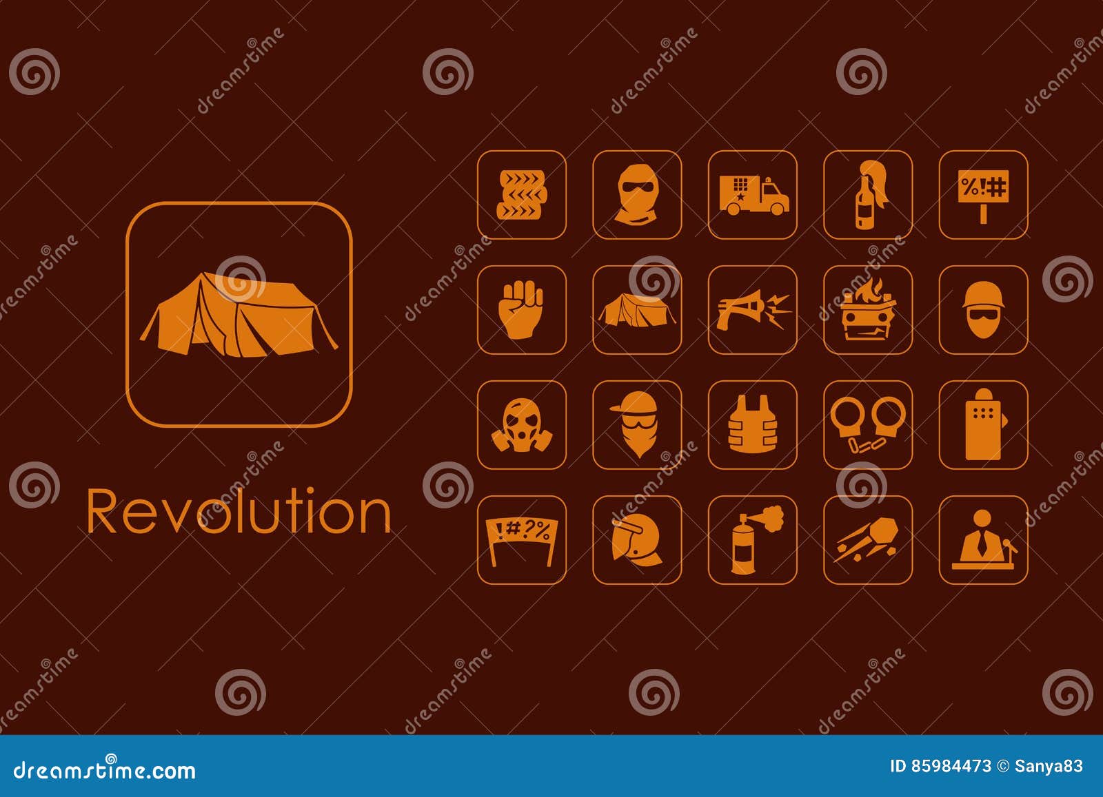 Set of Revolution Simple Icons Stock Vector - Illustration of ...