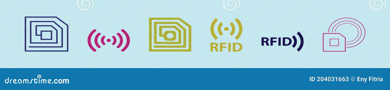 Set of Rfid Cartoon Icon Design Template with Various Models. Vector ...