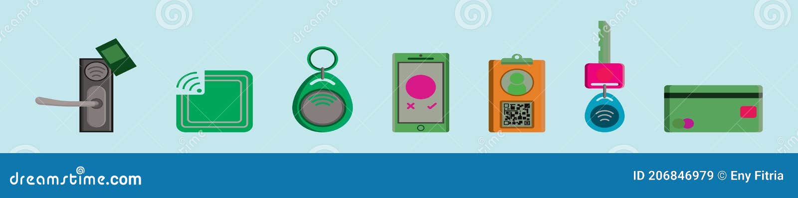Set of Rfid Cartoon Icon Design Template with Various Models. Vector ...