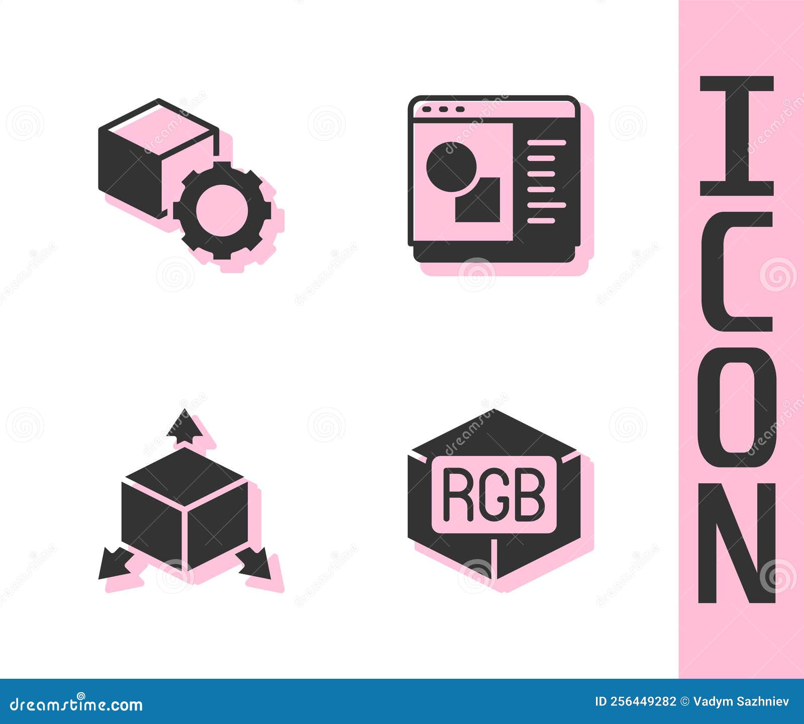 Set RGB and CMYK Color Mixing, Isometric Cube, and 3D Printer Software ...