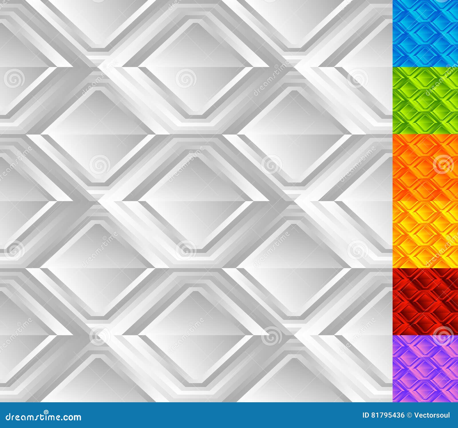 Set of Rhombus Pattern in 7 Color. Monochrome Geometric Pattern Stock ...
