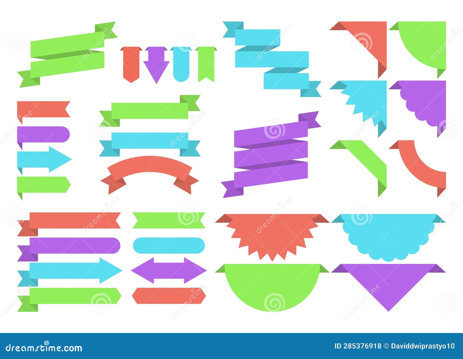 Set of Ribbon Collections of Various Shapes Stock Vector - Illustration ...