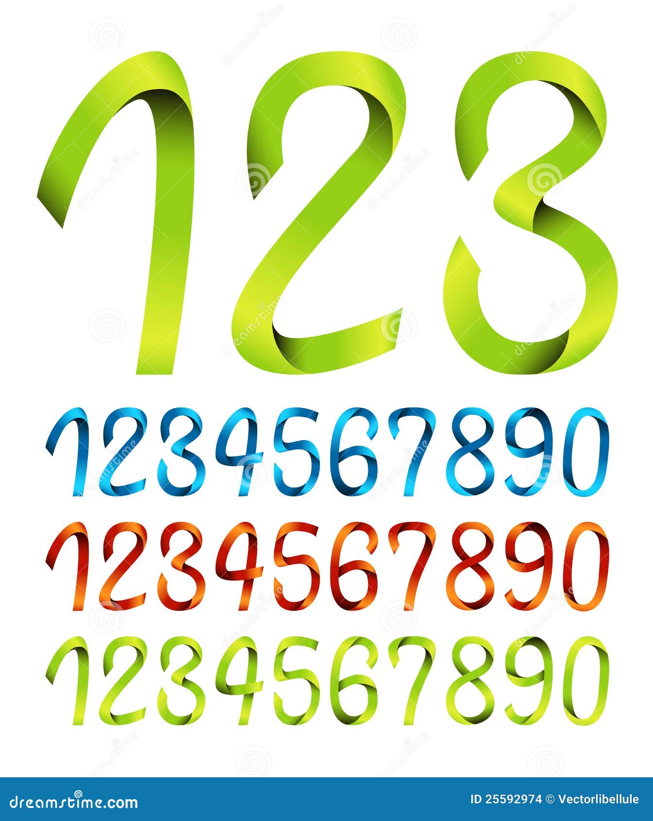 Set of ribbon numbers stock vector. Illustration of colorful - 25592974